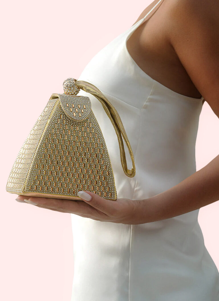 The Pyramid Purse | Wristlet Clutch Leather Pyramid Bag
